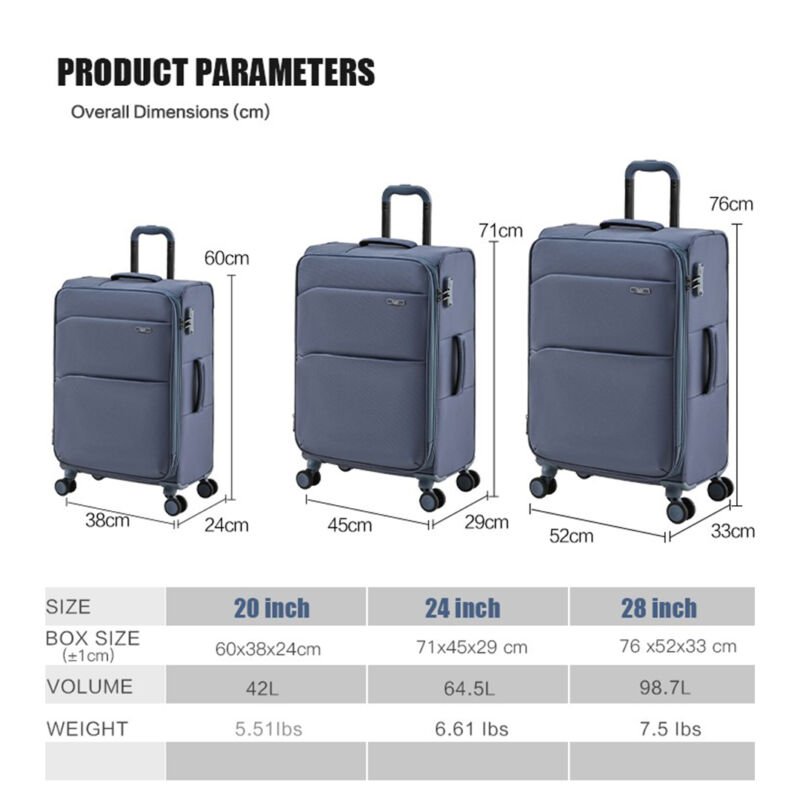 Goby London Stylish High Capacity Soft Luggage Black 30kg GB-3005 - Bag.lk